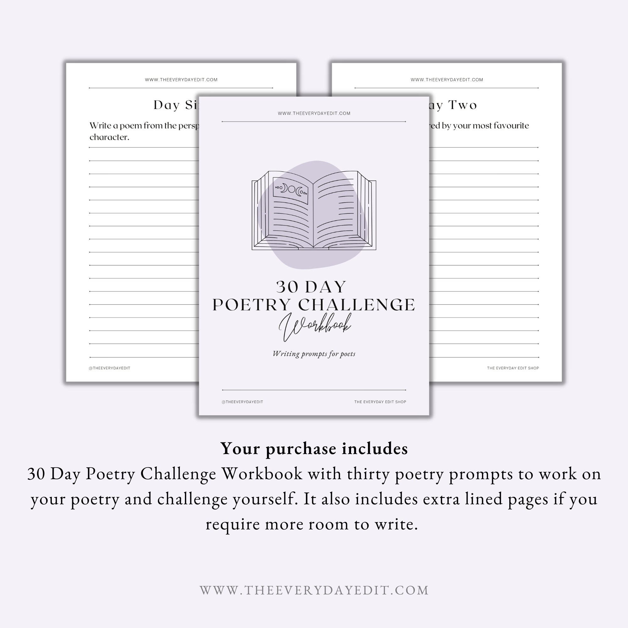 30 Day Poetry Challenge Workbook Printable, Poetry Prompts, Writing ...