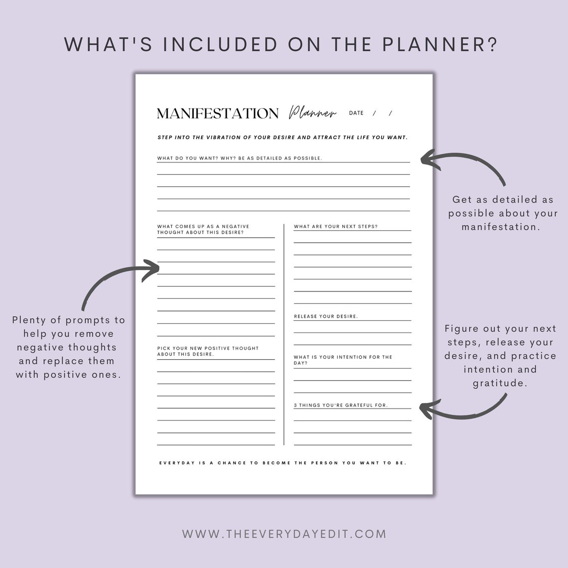 Daily Manifestation Planner Printable, Daily Planner, Manifestation ...