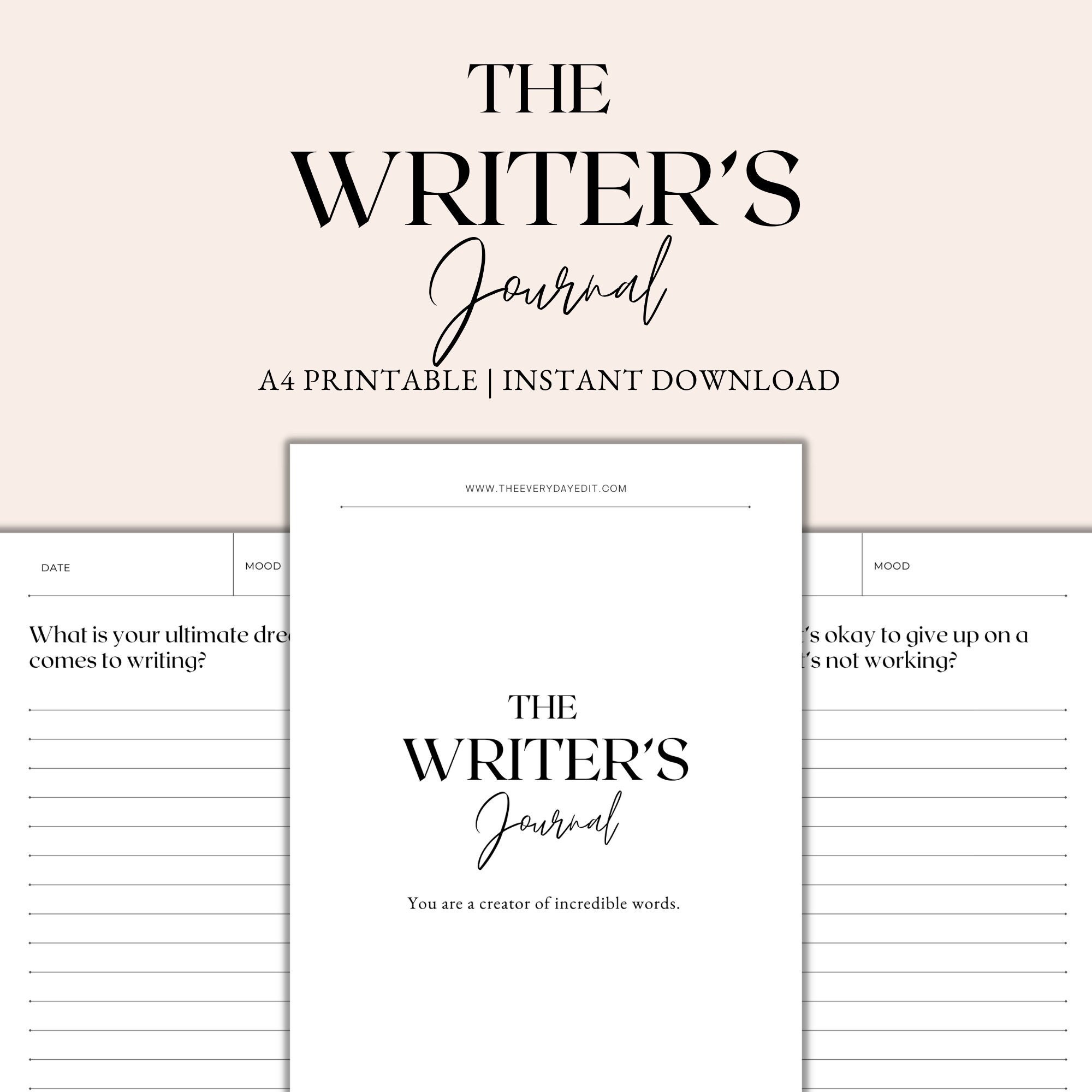 The Writer's Journal Printable, Writing Journal Prompts, Journaling ...