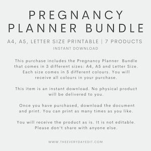 Pregnancy Planner Printable Bundle, Baby Essentials Checklist, Hospital ...