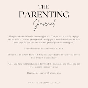 The Parenting Journal Printable, Journal Prompts for Parents, Parent ...