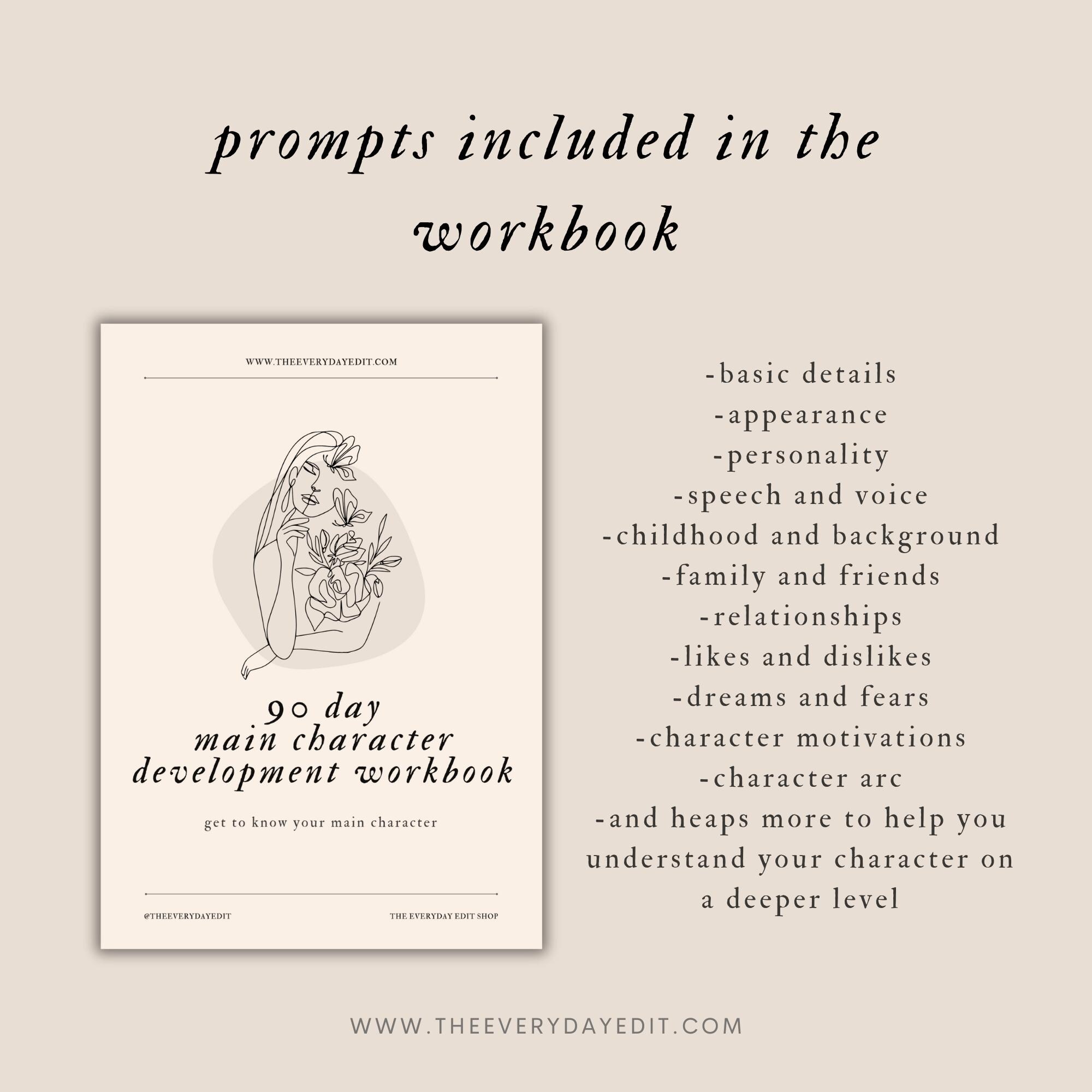 90 Day Main Character Development Workbook Printable, Character Profile ...