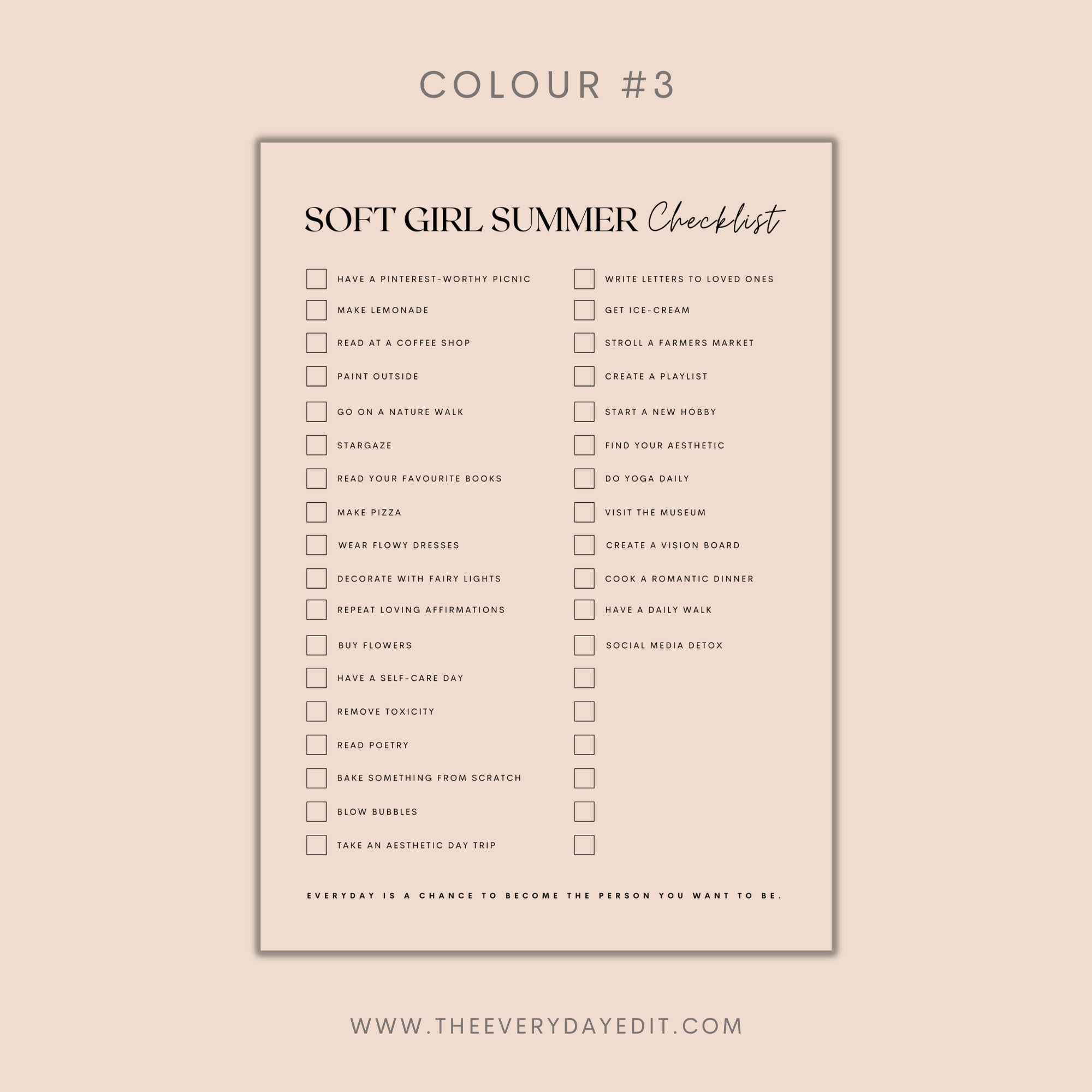 Soft Girl Summer Checklist Printable, Summer Bucket List, Hot Girl ...