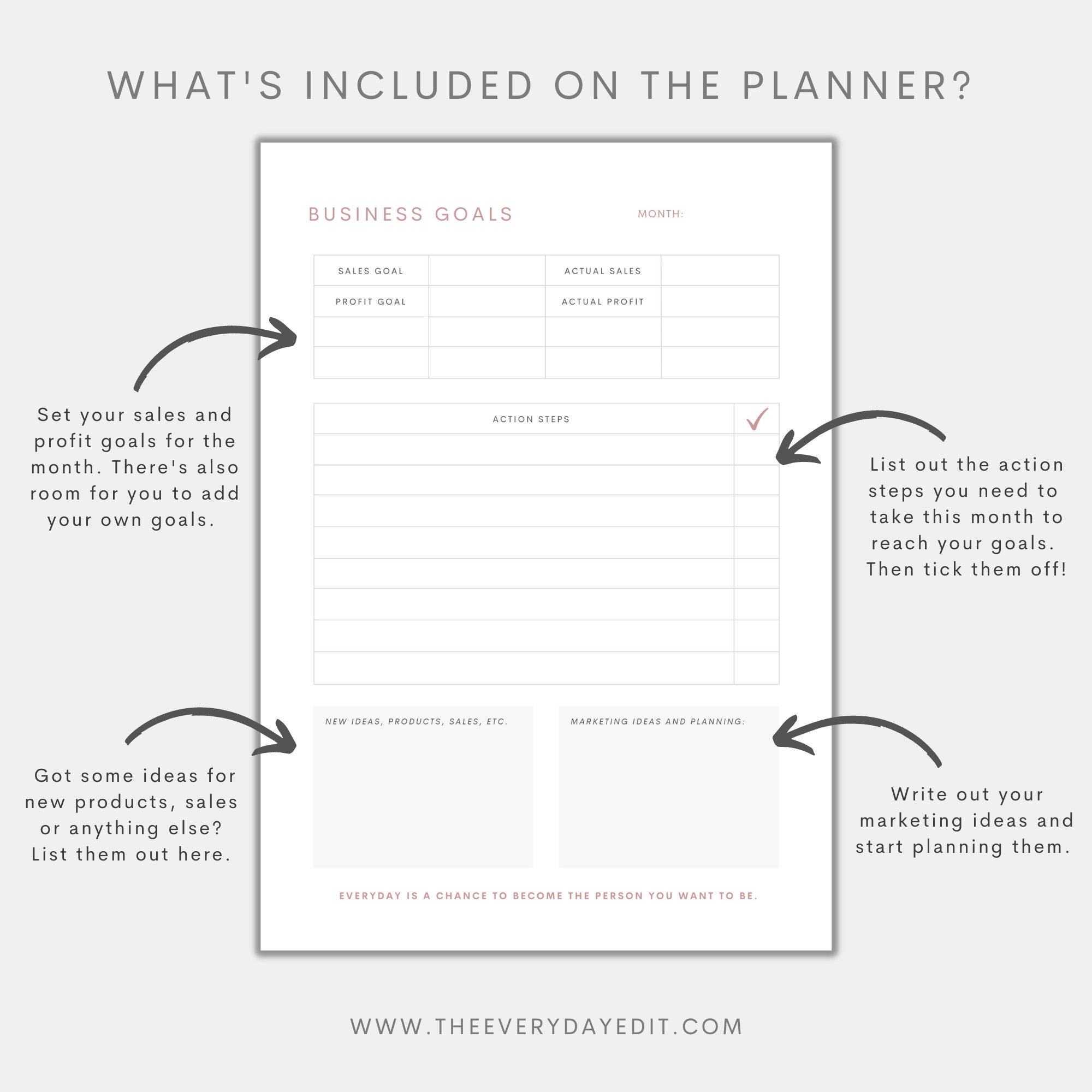 Monthly Business Goals Planner, Small Business Planner Printable, Home ...