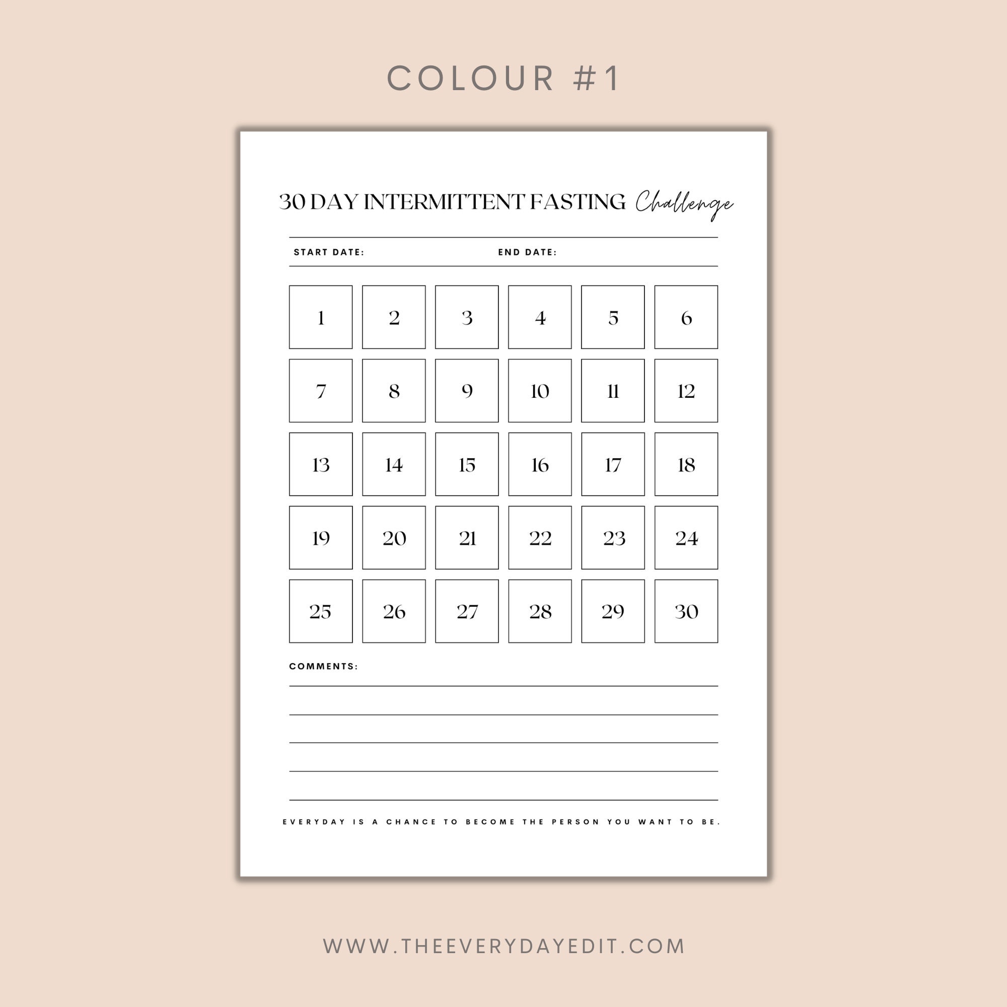 30 Day Intermittent Fasting Challenge Printable 30 Day - Etsy
