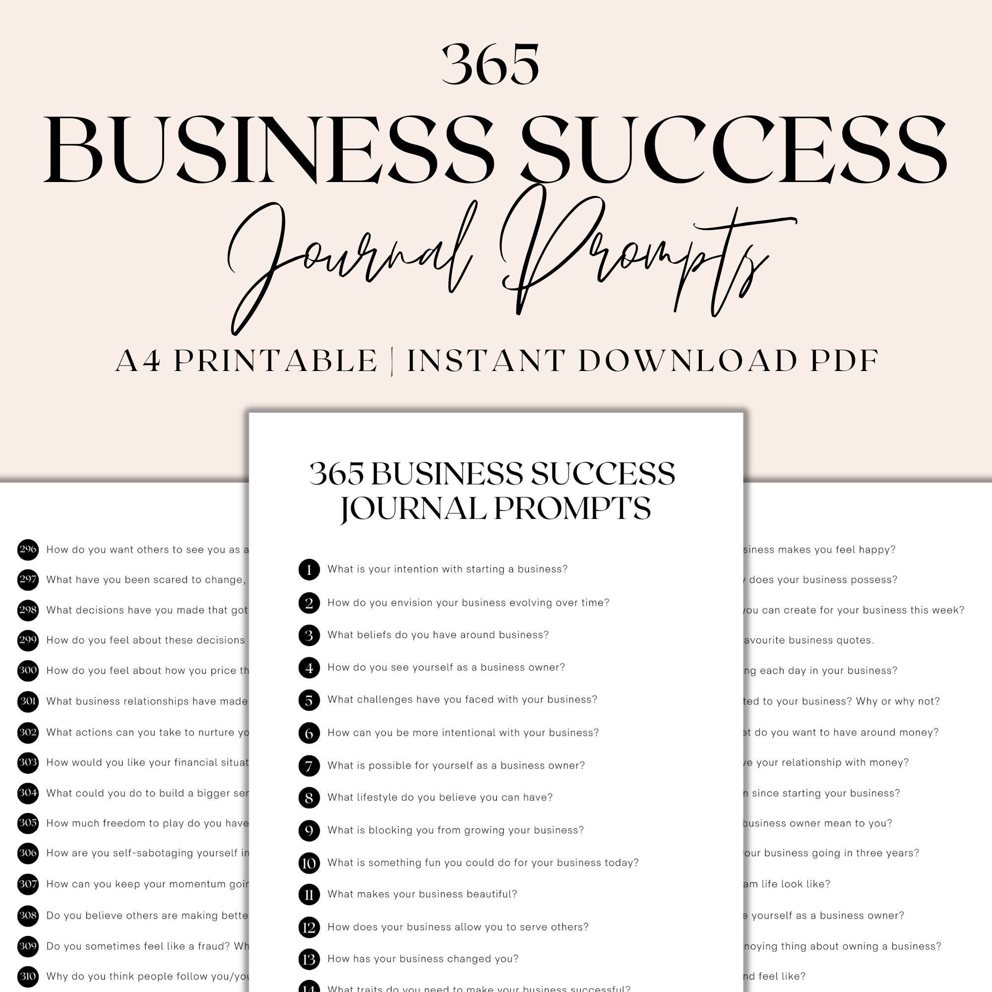 365 Business Success Journal Prompts Printable, Small Business ...