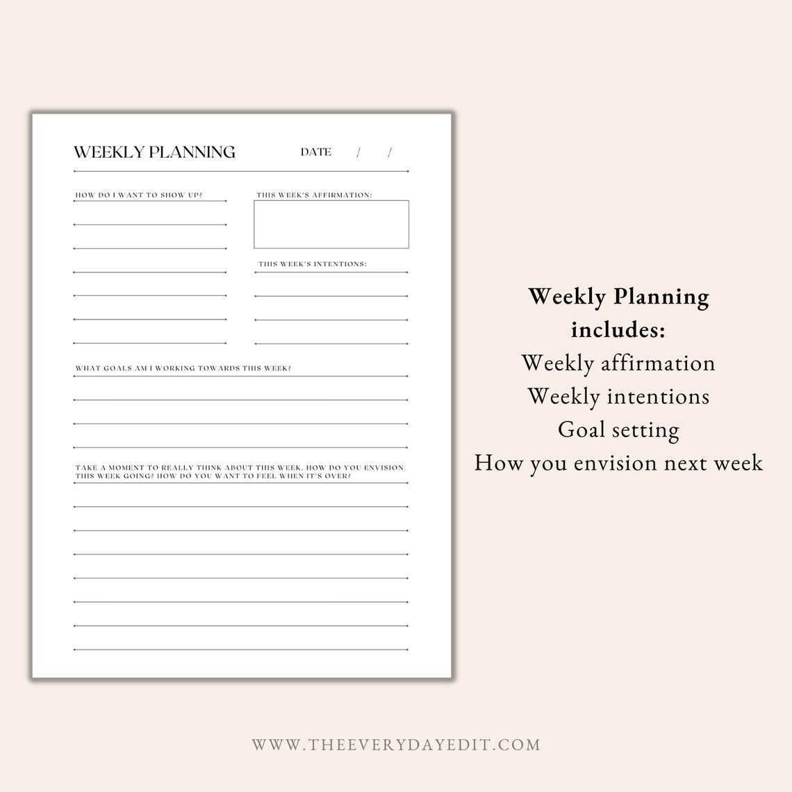 Weekly Journaling Pages Printable Weekly Journal Prompts - Etsy Australia