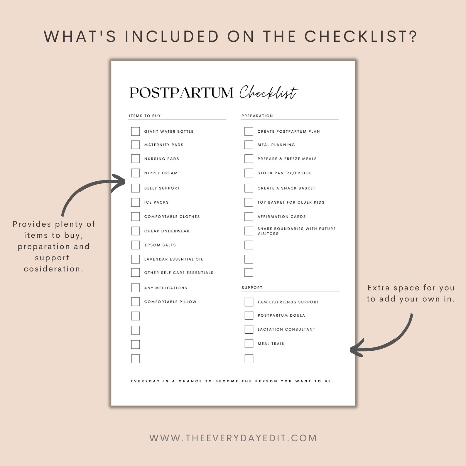 Postpartum Checklist Printable, Postpartum Planner Printable, Pregnancy ...