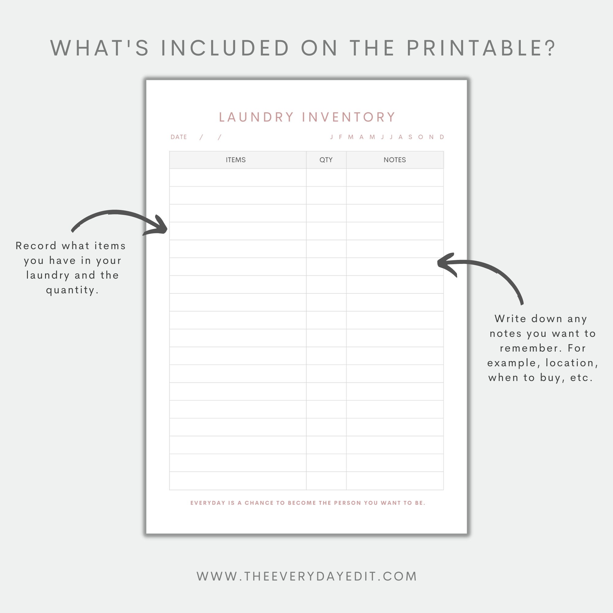 Laundry Inventory Printable, Household Inventory Chart, Home Management ...