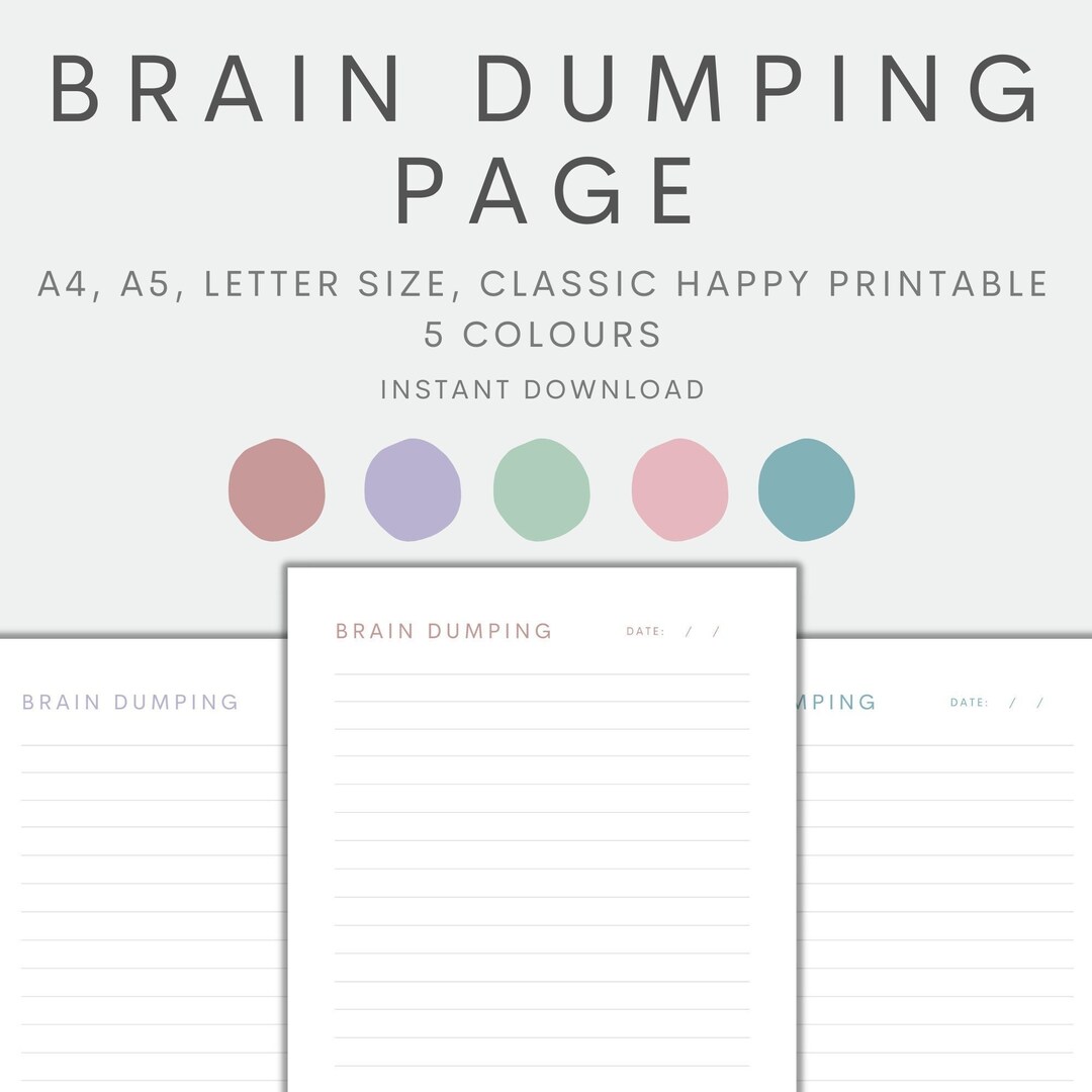 Brain Dumping Page Printable, Brain Dump, Notes Page, A4 A5 Letter Size ...