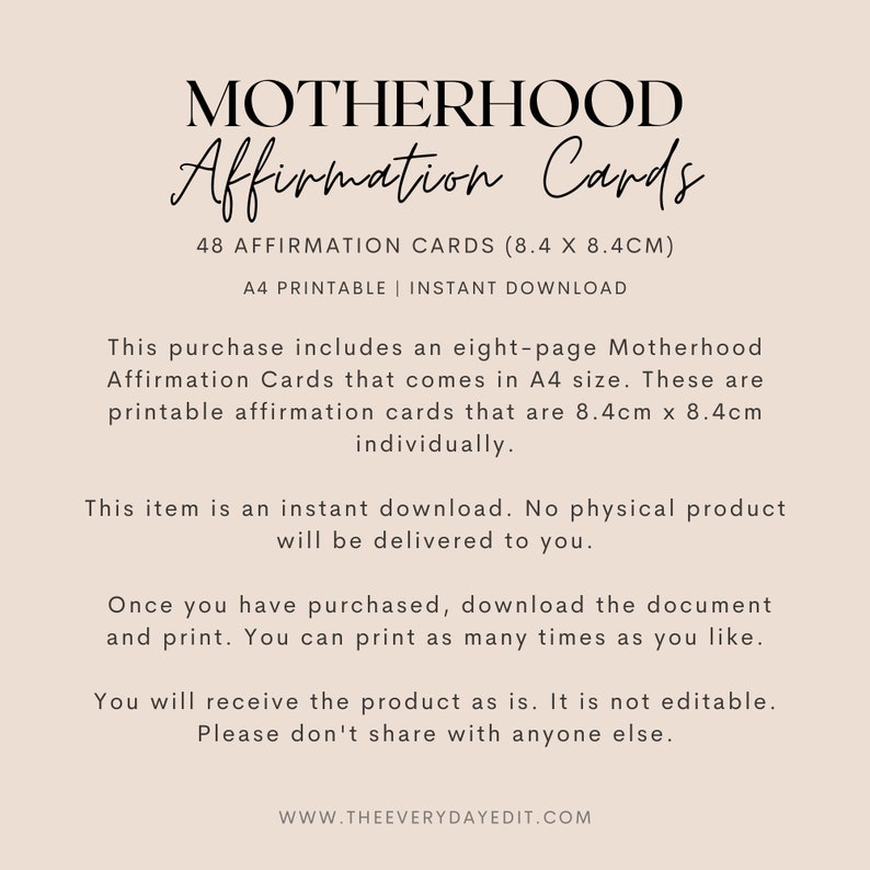 Motherhood Affirmation Cards, Printable Affirmation Card Deck ...