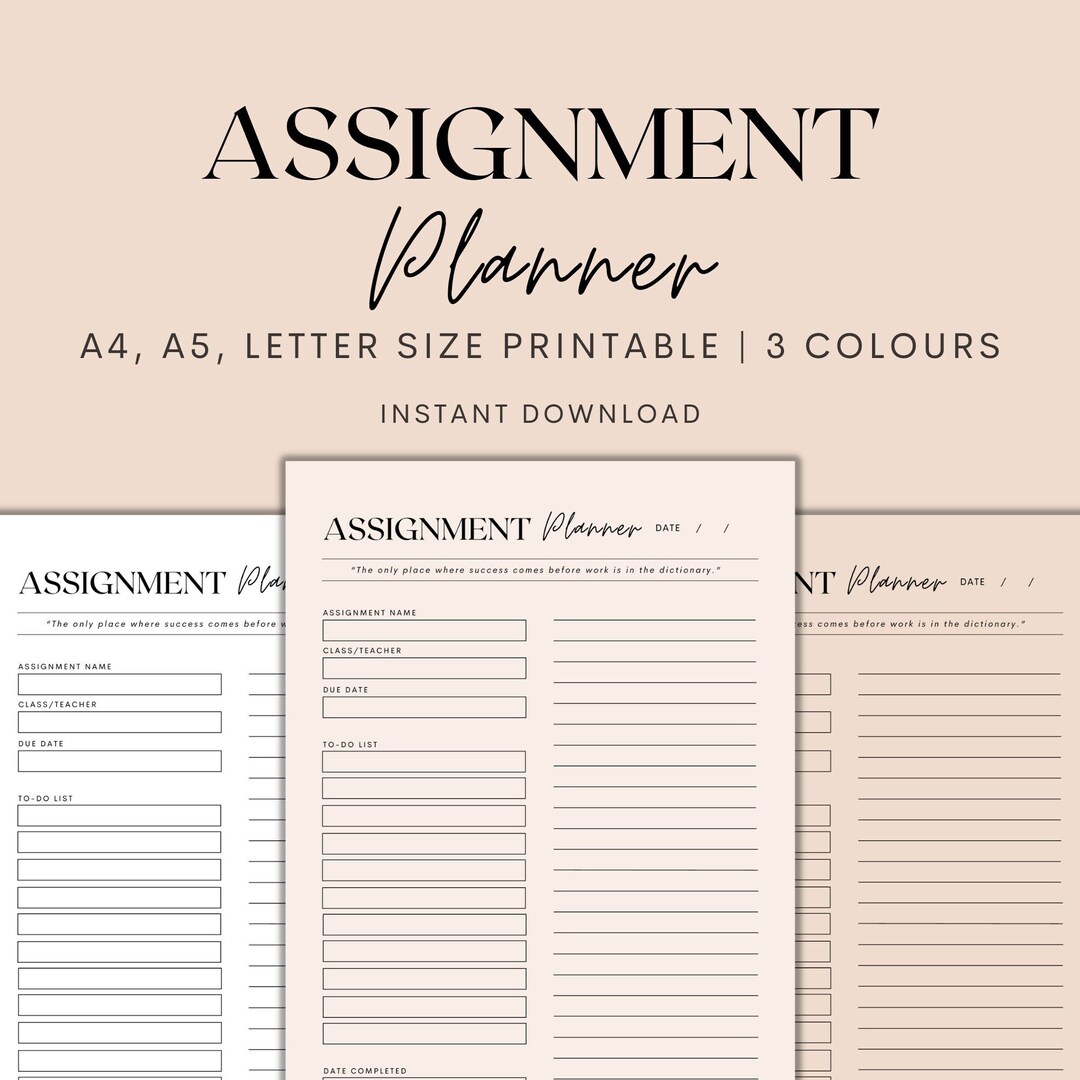 Assignment Planner Printable, Student Planner, Essay Planner, Group ...