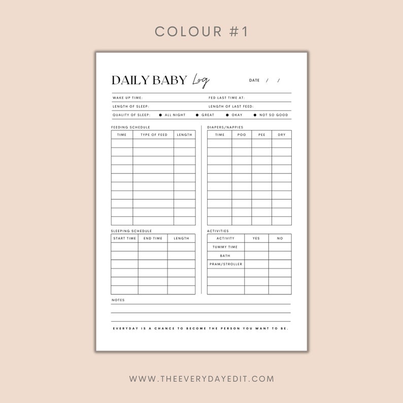 Daily Baby Log Printable Newborn Tracker Daily Planner Baby - Etsy
