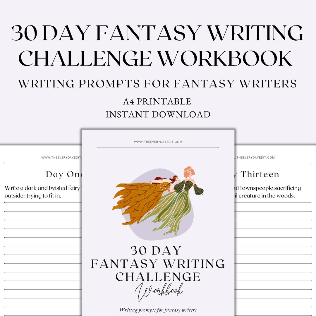 30 Day Fantasy Writing Challenge Workbook Printable, 30 Day Writing ...