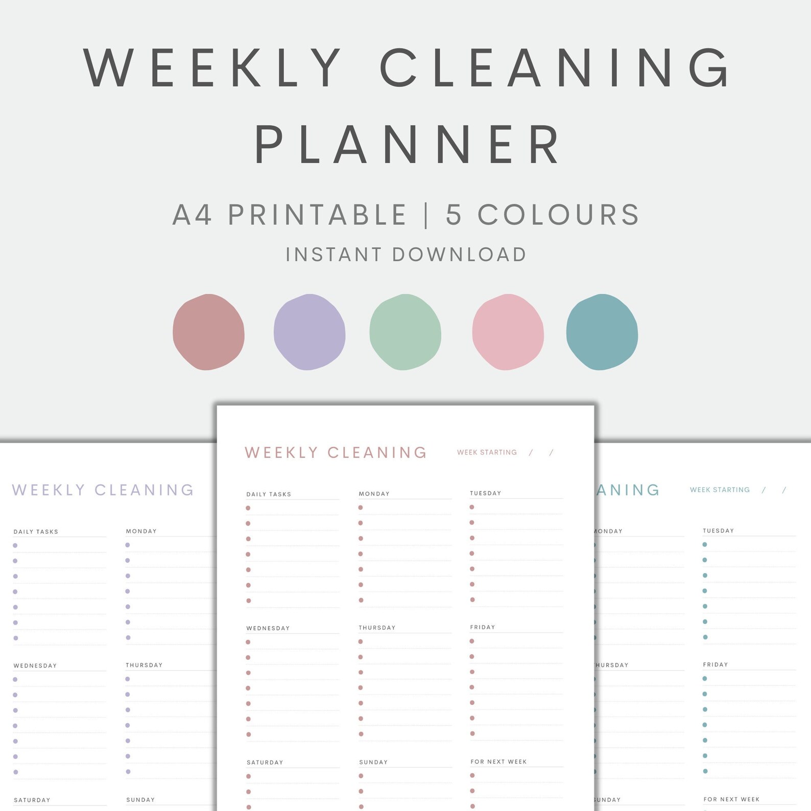 Weekly Cleaning Planner Printable, Weekly Cleaning Schedule, Cleaning ...