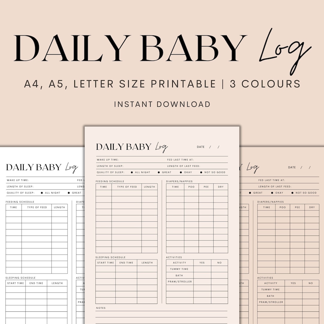 Daily Baby Log Printable, Newborn Tracker, Daily Planner, Baby Tracker ...