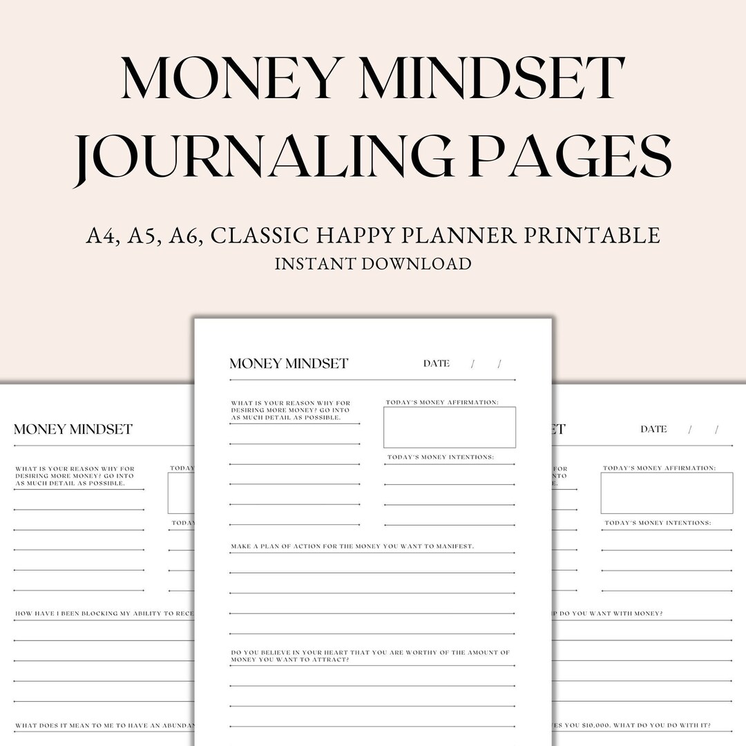 Money Mindset Journaling Pages Printable, Daily Journal Pages ...