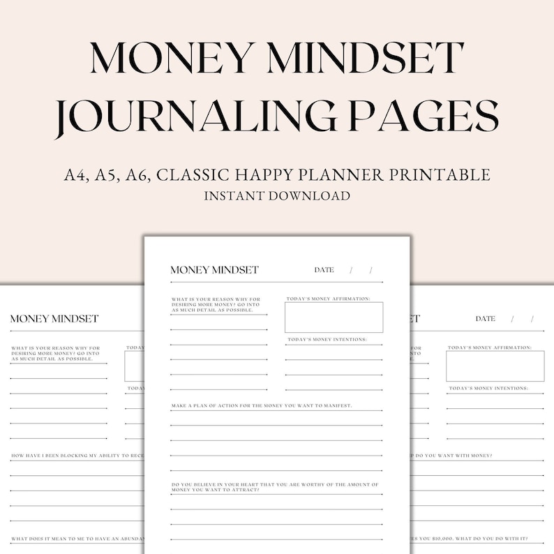 Money Mindset Journaling Pages Printable, Daily Journal Pages ...