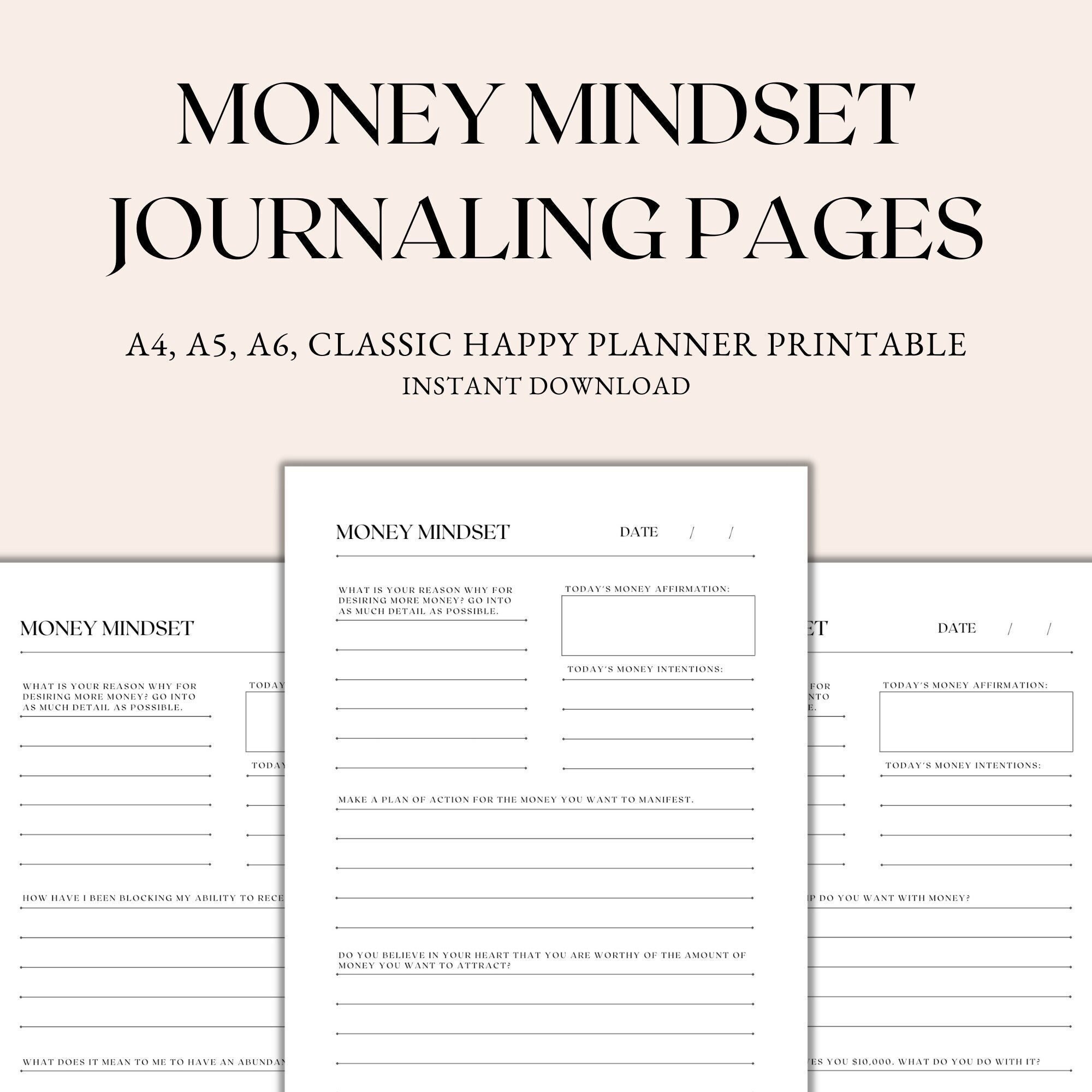Money Mindset Journaling Pages Printable Daily Journal Pages - Etsy ...