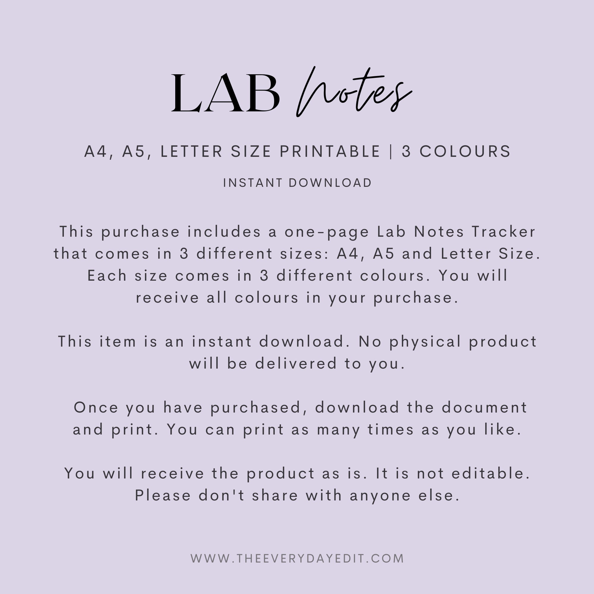 Lab Notes Tracker Printable, Lab Notes Paper, Lined Notes Page, College ...