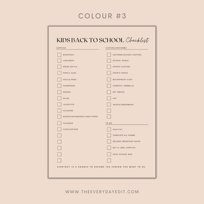 Kids Back to School Checklist Printable, Back to School Planner ...