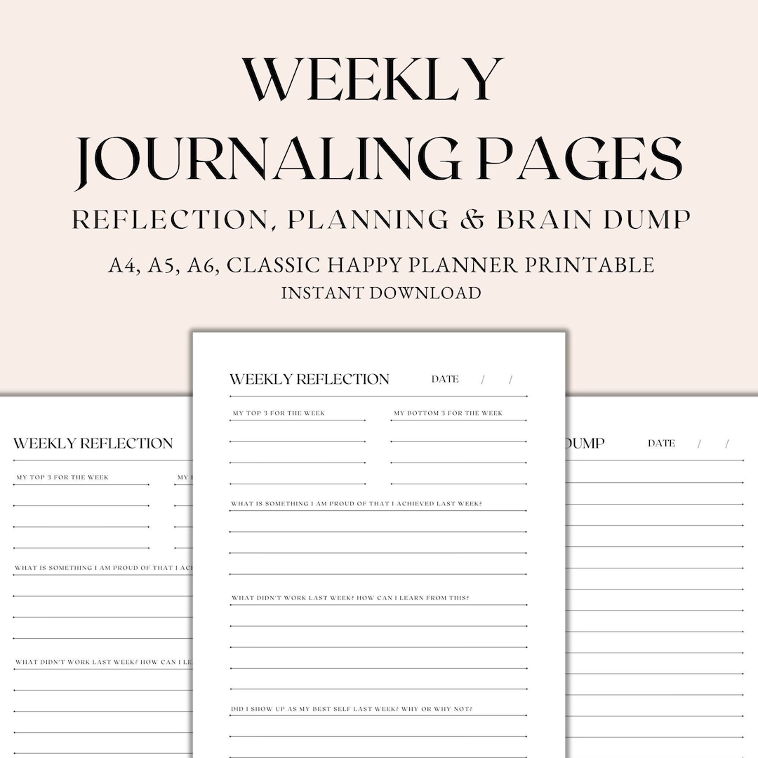Weekly Journaling Pages Printable, Weekly Journal Prompts, Brain Dump ...