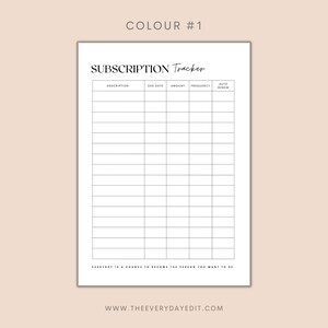 Subscription Tracker Printable, Membership Tracker, Monthly ...