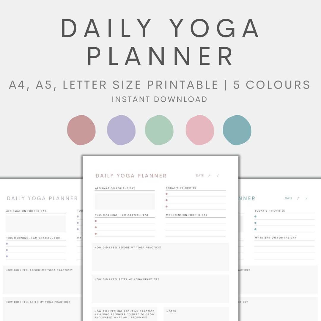 Daily Yoga Planner Printable, Daily Planner, Wellness Planner, Yoga ...