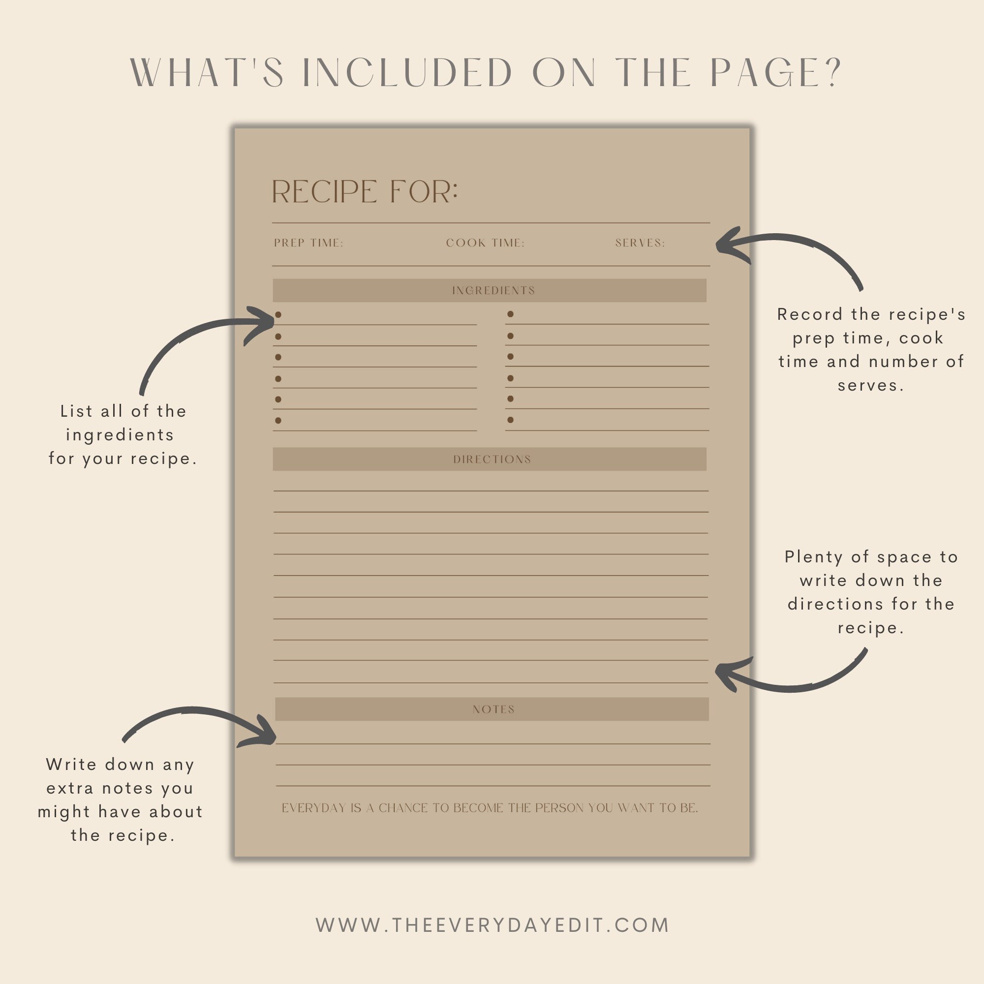 Recipe Page Printable Recipe Template Printable Printable - Etsy