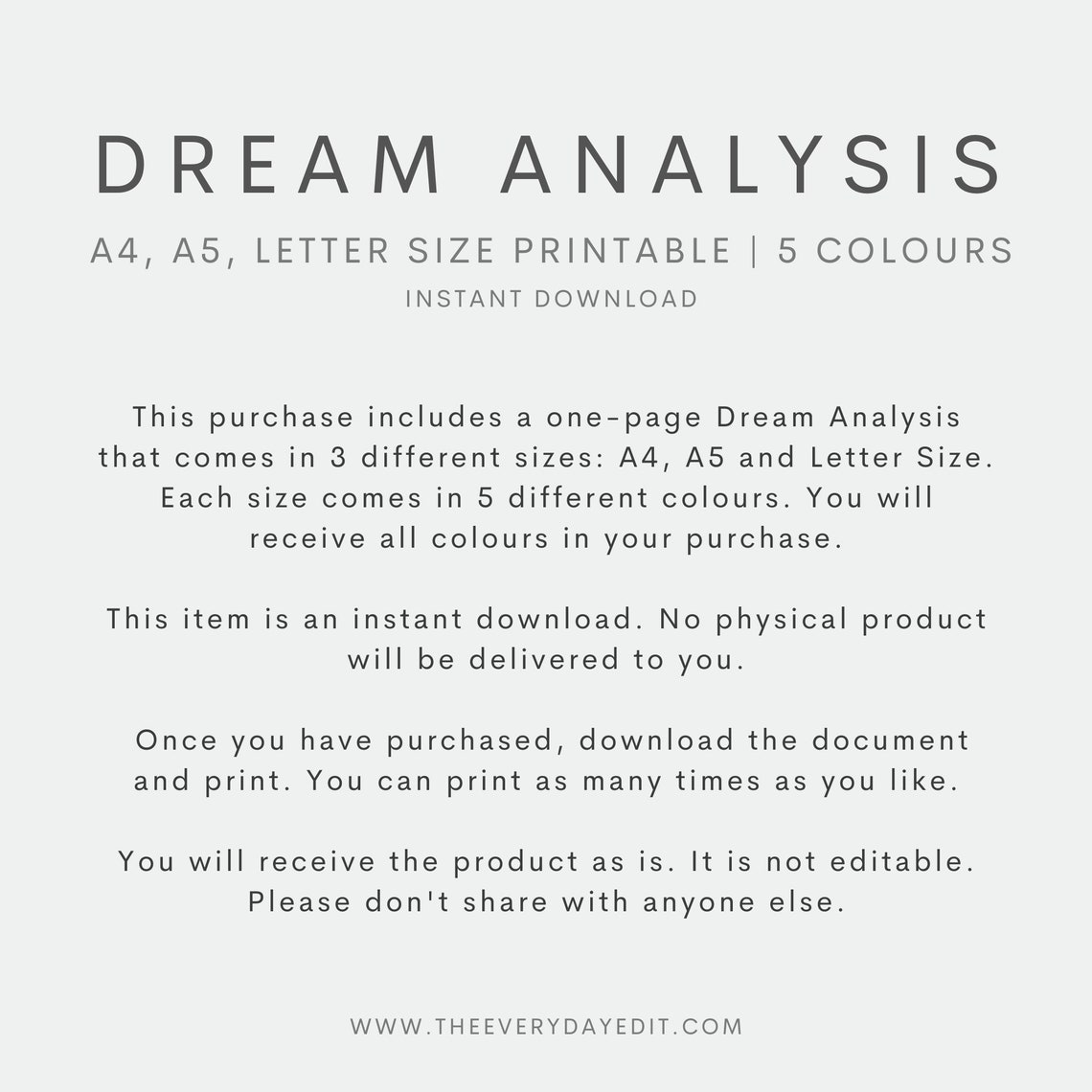 Dream Analysis Printable Dream Journal Dream Interpretation - Etsy Canada
