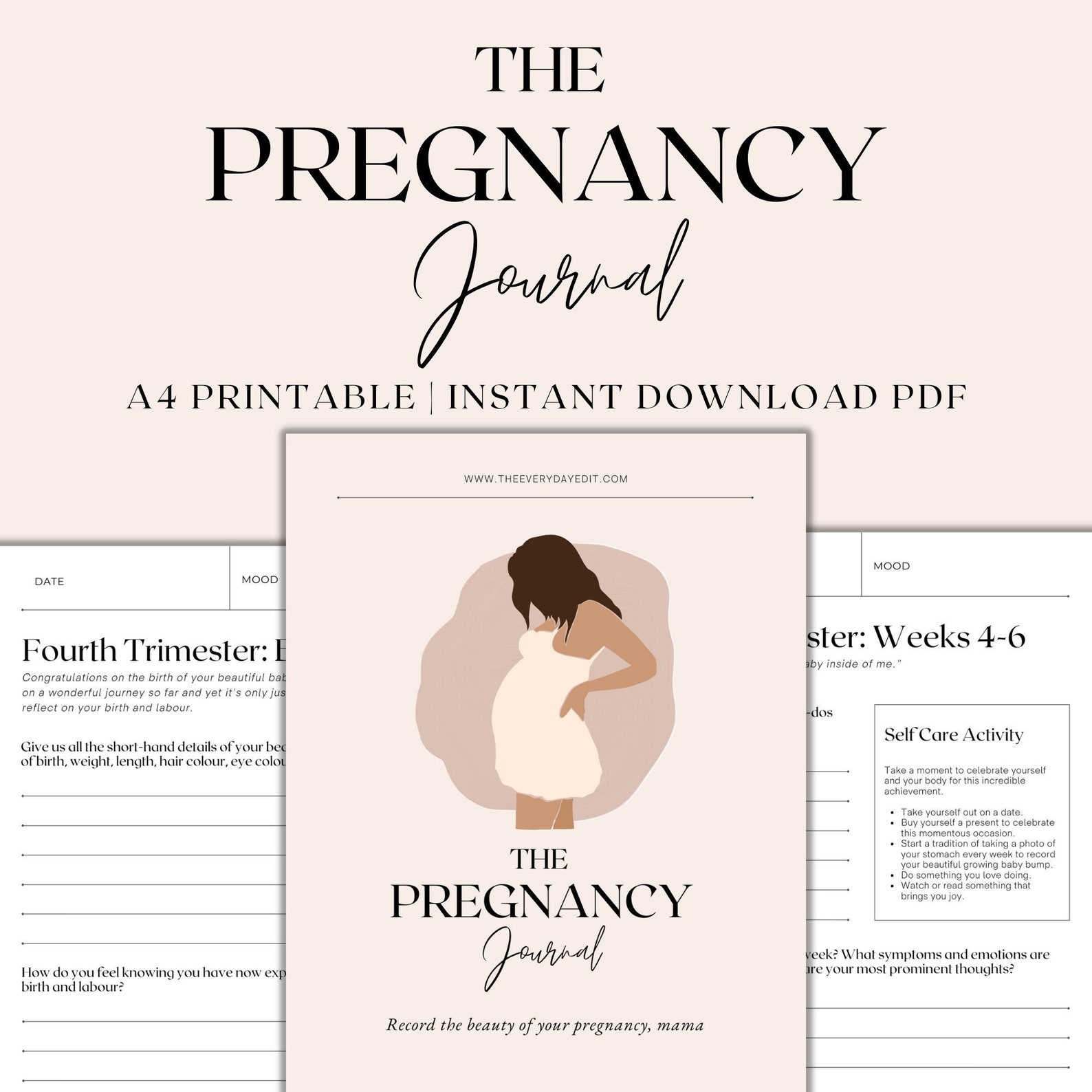 Pregnancy Journal Printable, Pregnancy Diary, Bump to Baby Book ...