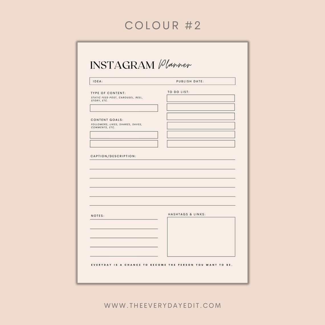Instagram Planner Printable, Instagram Content Planner, Social Media ...