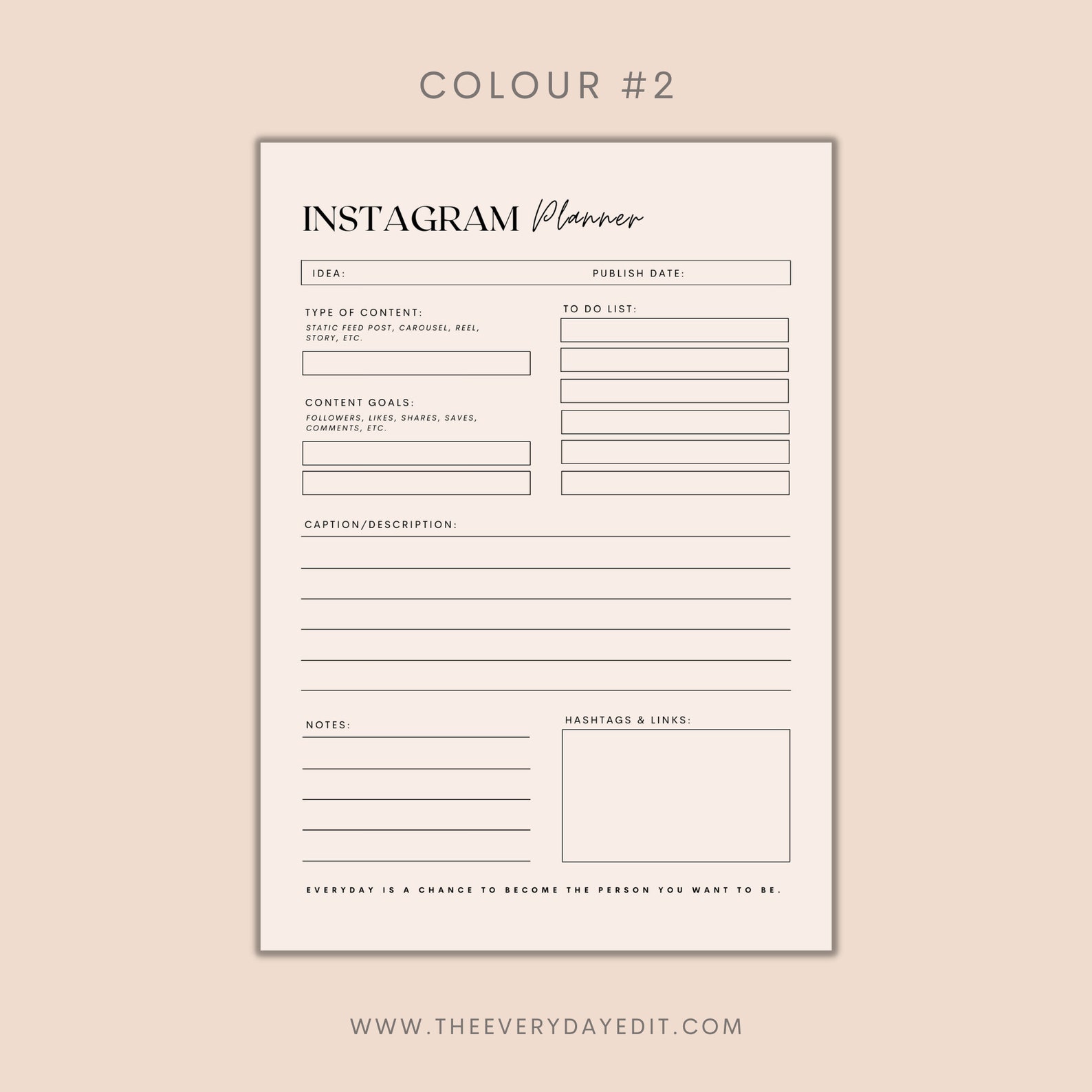 Instagram Planner Printable, Instagram Content Planner, Social Media ...