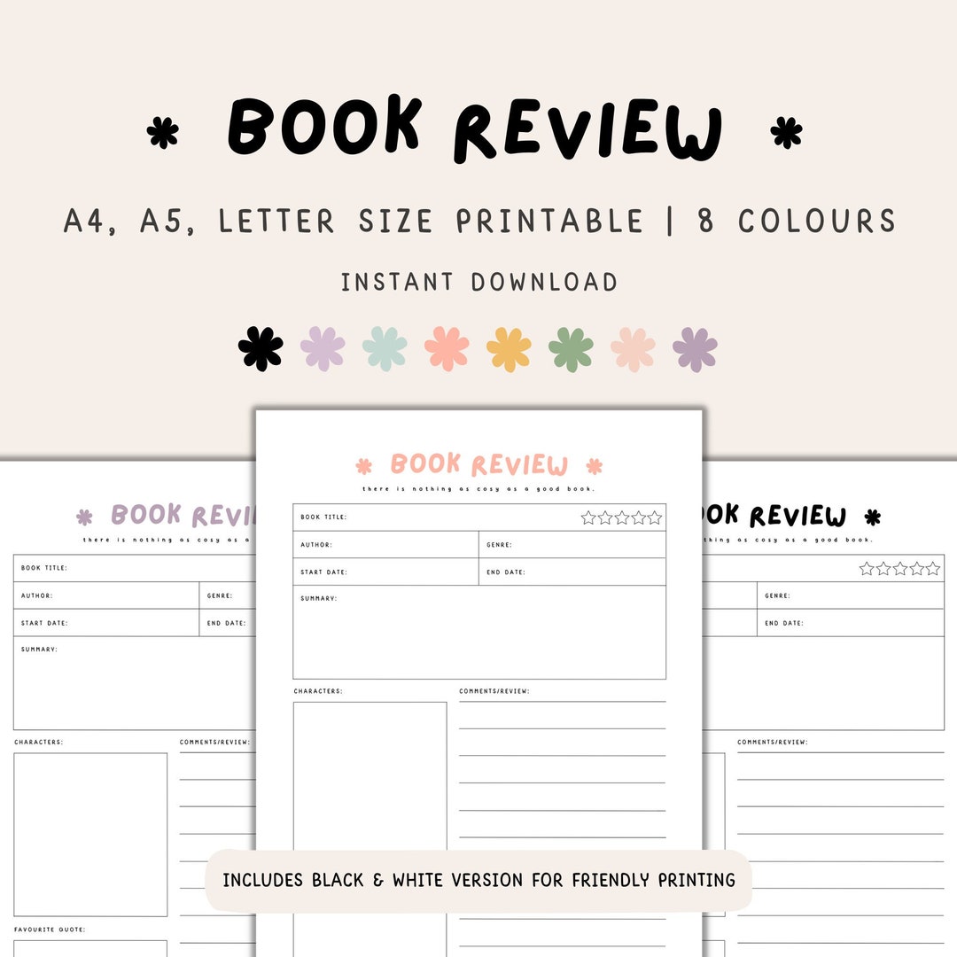 Cosy Book Review Tracker Printable, Reading Tracker, Book Tracker ...