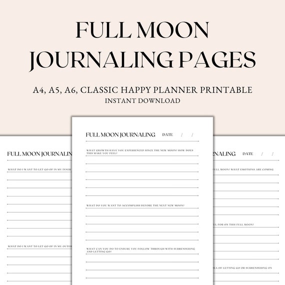 Full Moon Journaling Pages Printable Journal Prompts Moon - Etsy