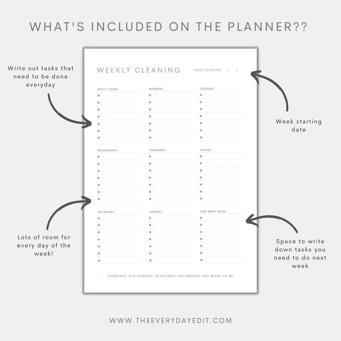 Weekly Cleaning Planner Printable, Weekly Cleaning Schedule, Cleaning ...