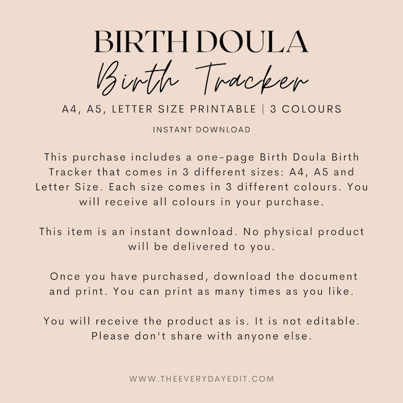 Birth Doula Birth Tracker Printable Birth Doula Printable - Etsy