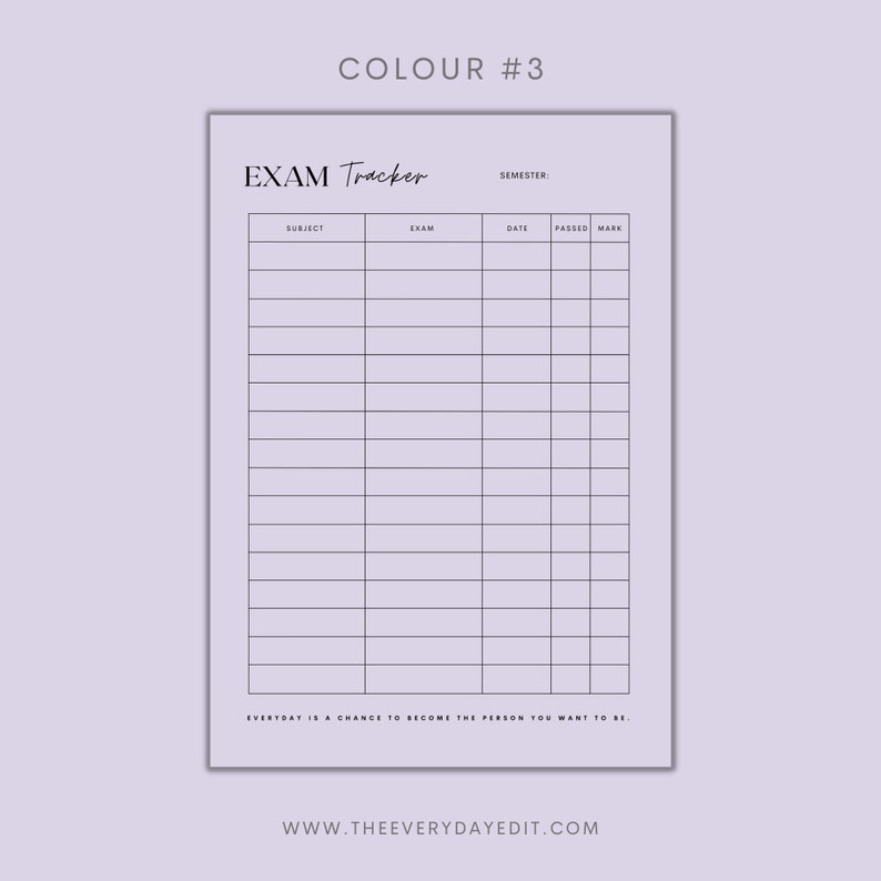 Exam Tracker Printable, Assessment Tracker Sheet, University Planner ...