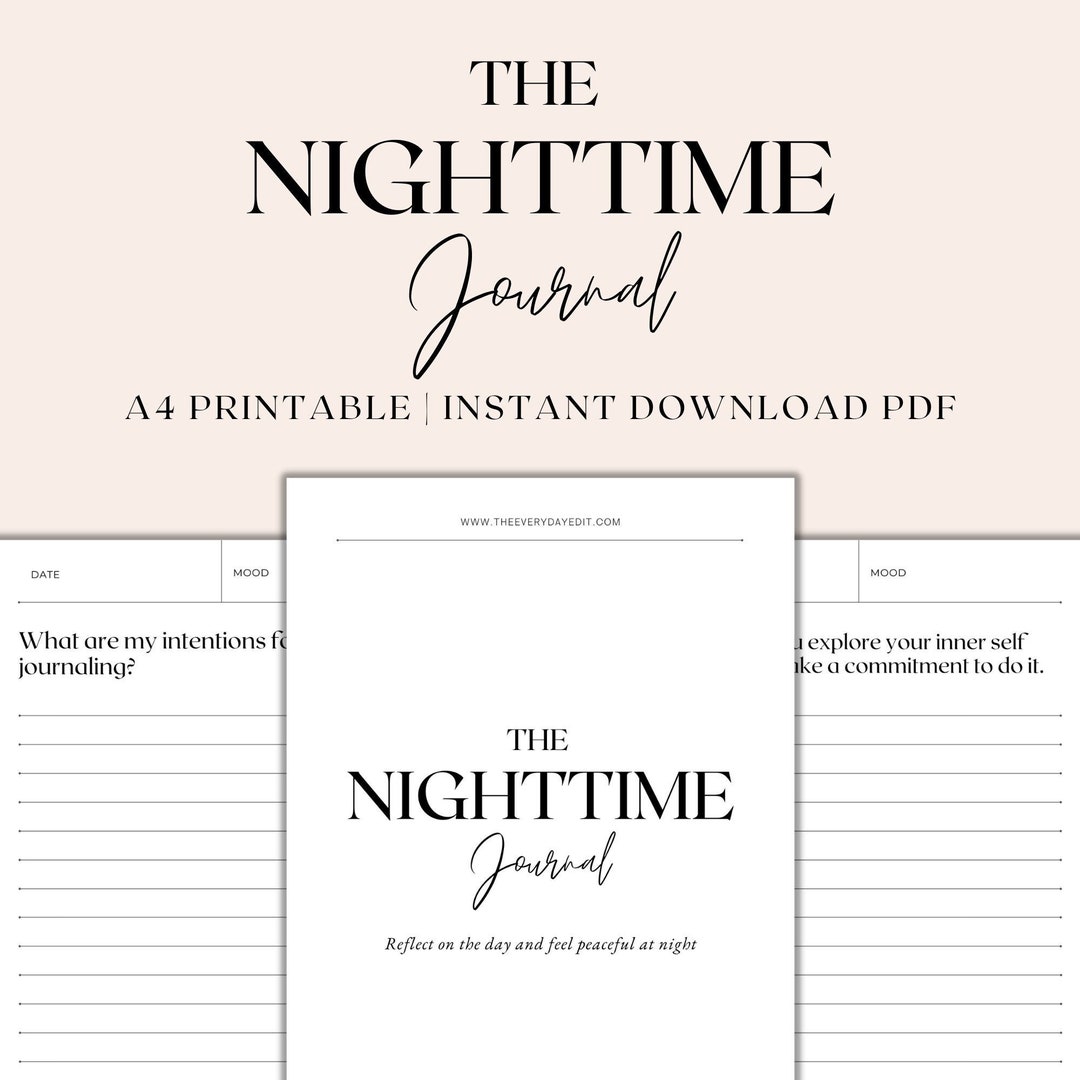 The Nighttime Journal Printable, Night Journal Prompts, Journaling ...