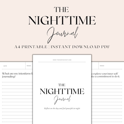 The Nighttime Journal Printable Night Journal Prompts - Etsy Australia