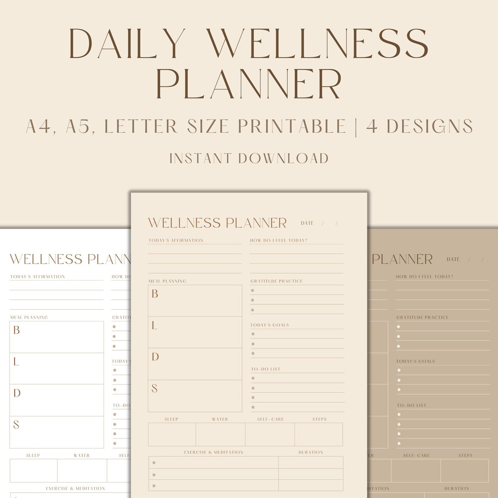 Daily Wellness Planner Printable, Daily Planner, Wellness Tracker ...