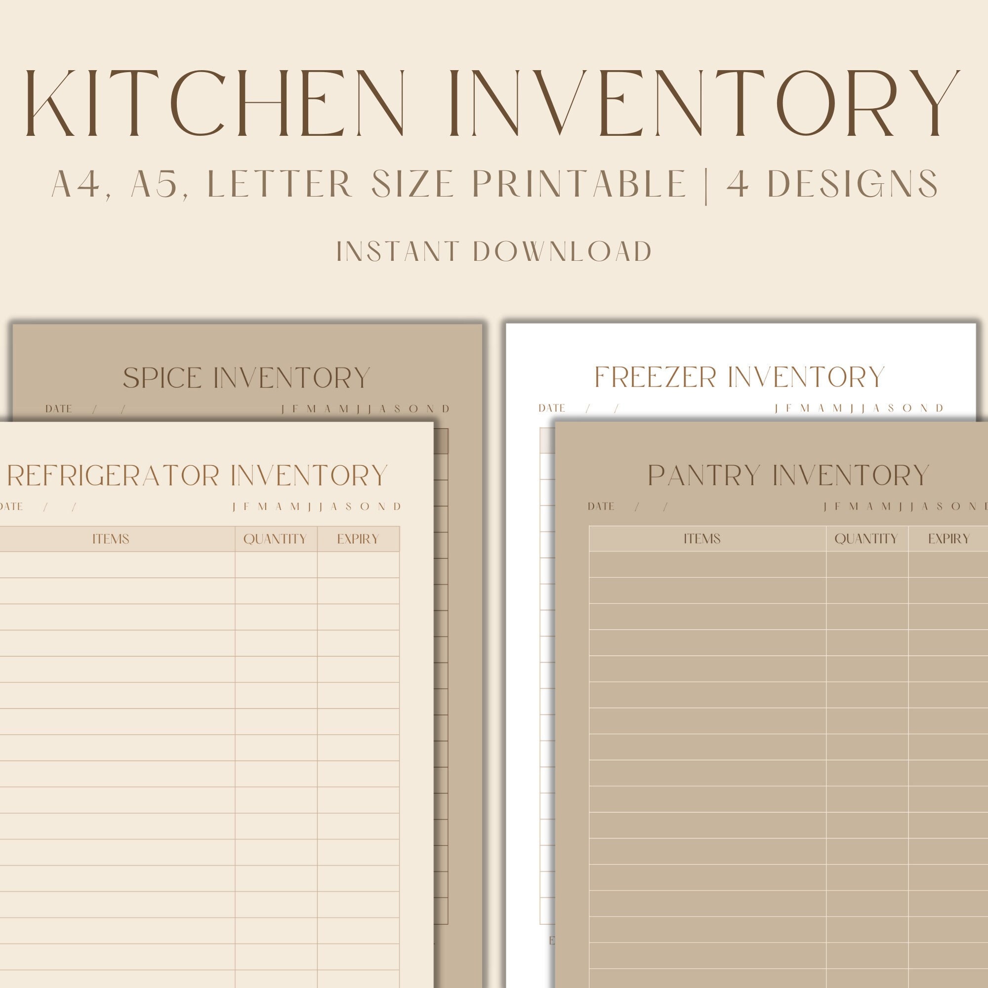 Kitchen Inventory Printable, Kitchen Food Inventory Tracker, Fridge ...