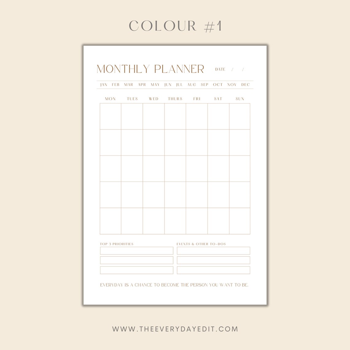 Undated Monthly Planner Printable Monthly Calendar Printable - Etsy