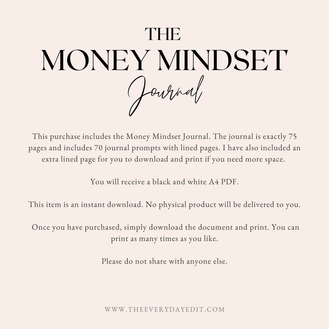 The Money Mindset Journal Printable, Financial Abundance, Money ...