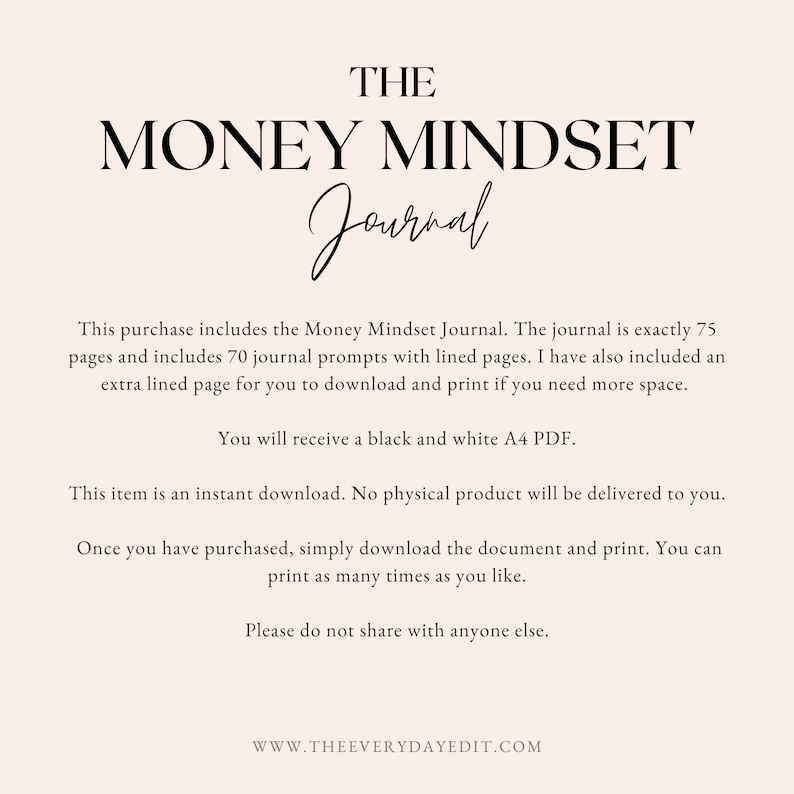 The Money Mindset Journal Printable Financial Abundance - Etsy Canada