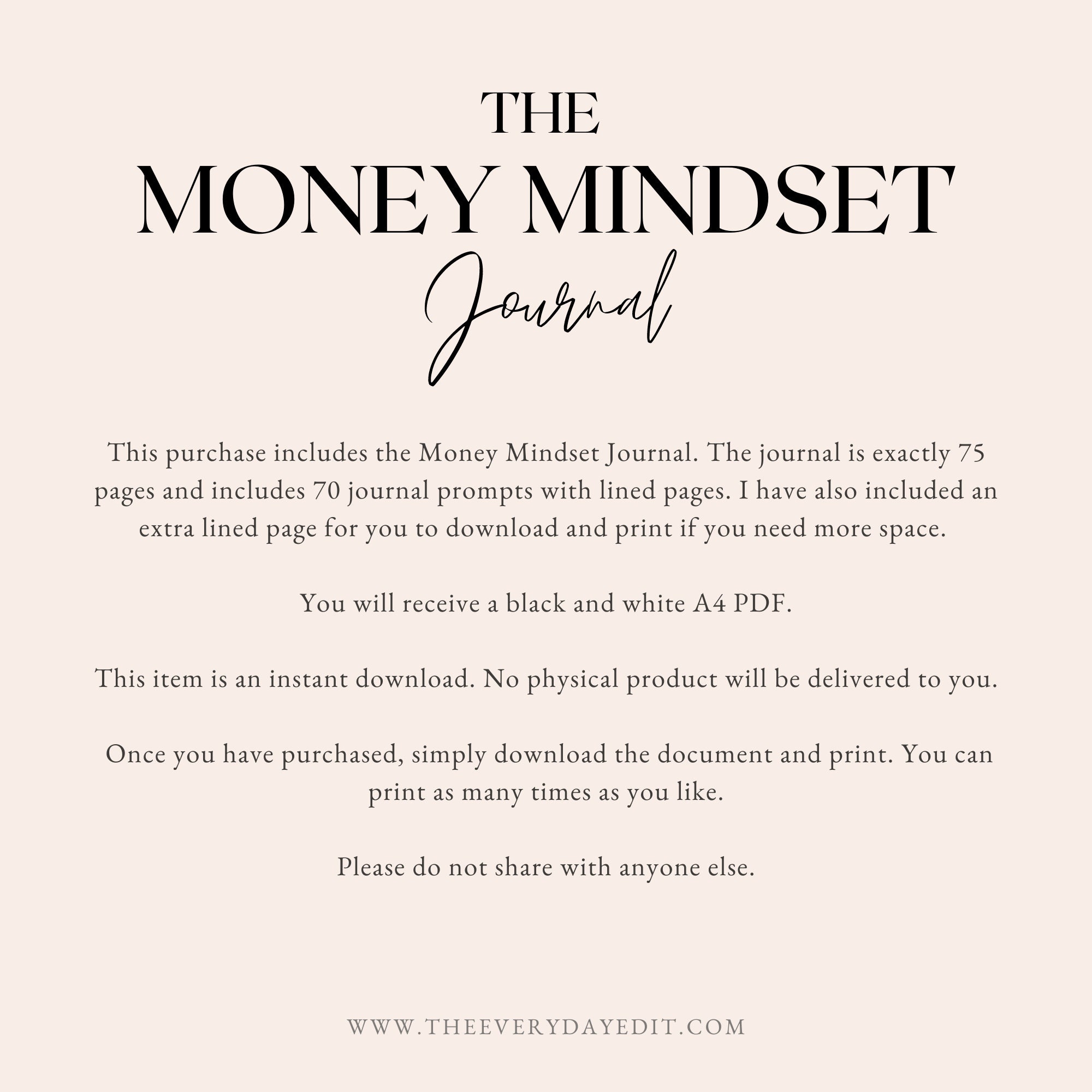 The Money Mindset Journal Printable, Financial Abundance, Money ...
