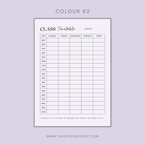 Weekly Class Timetable Printable, Weekly Planner Printable, Class ...