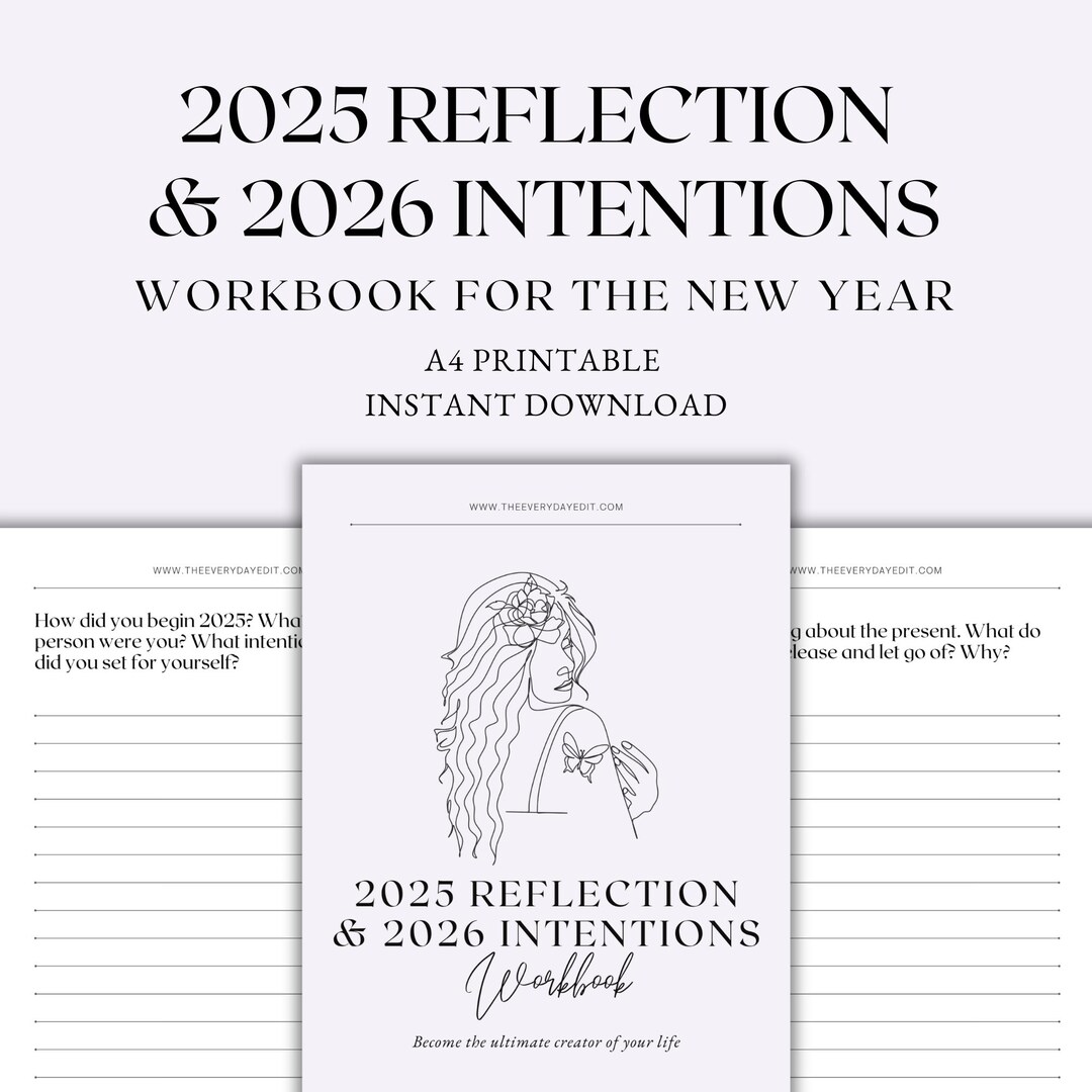 2025 Reflection 2026 Intentions Workbook, 2026 Yearly Planner Printable ...