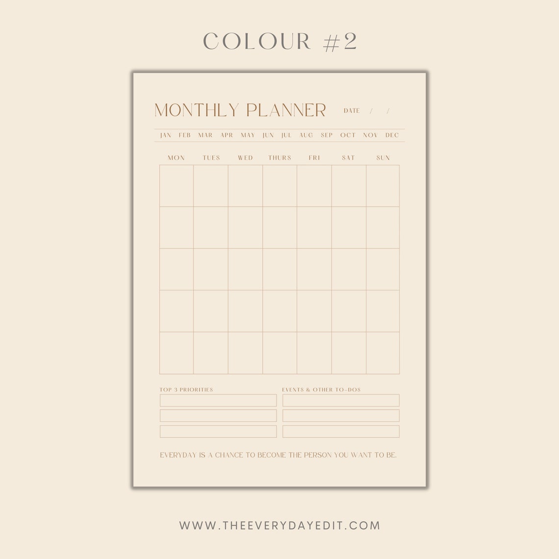 Undated Monthly Planner Printable Monthly Calendar Printable - Etsy