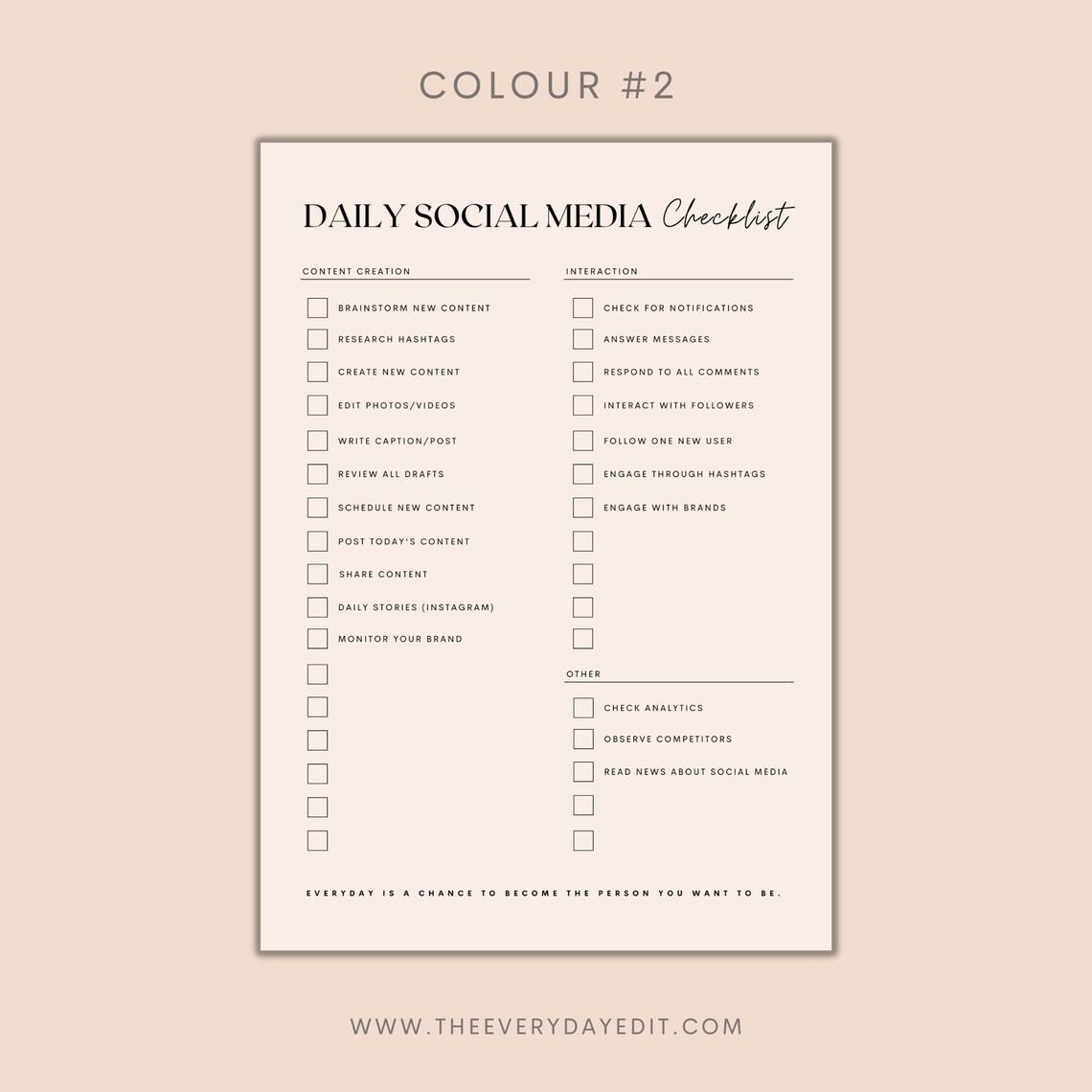 Daily Social Media Checklist Printable, Social Media Planner Printable ...
